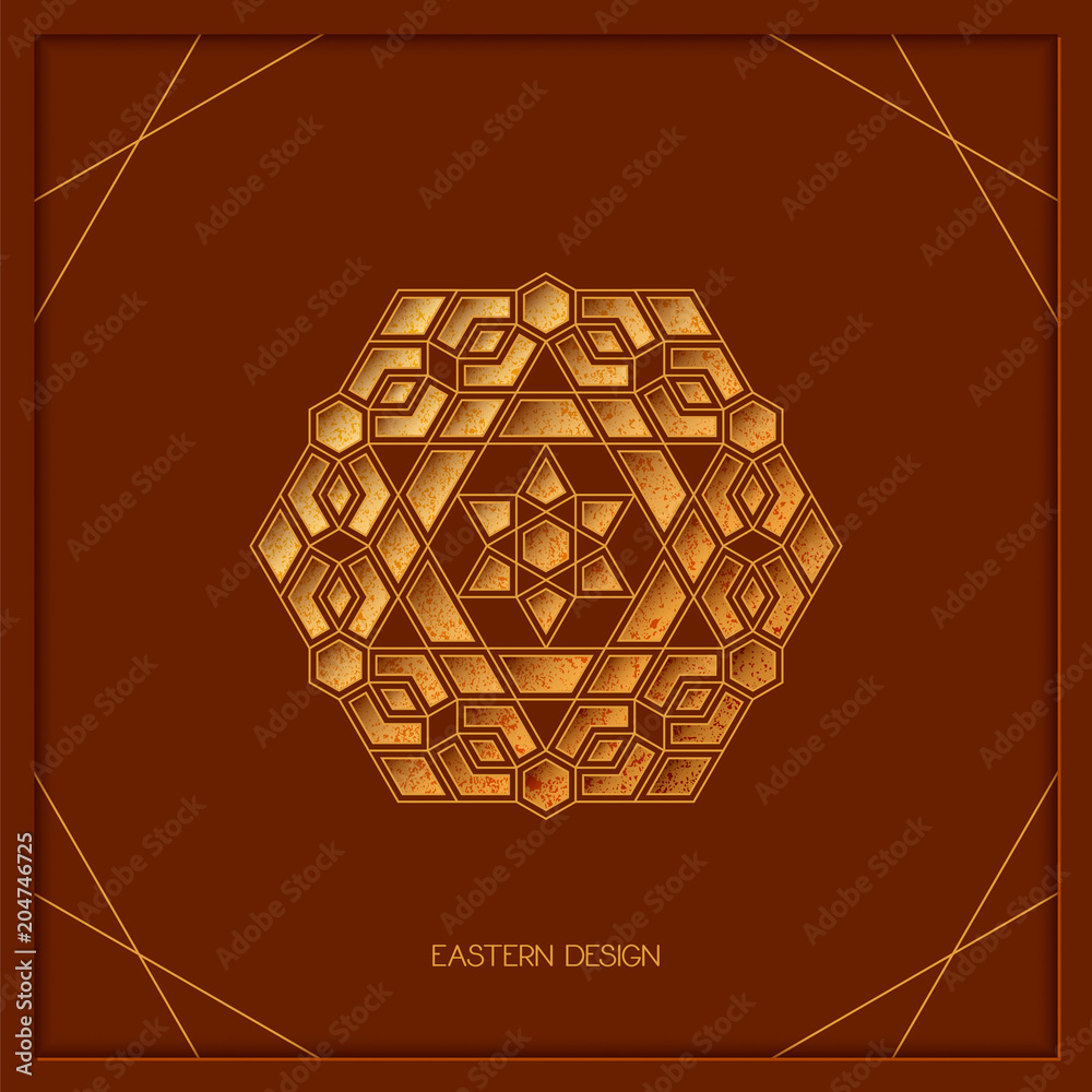 vector eastern arabic gold print design with ornamented symbol. design for card, cover ...