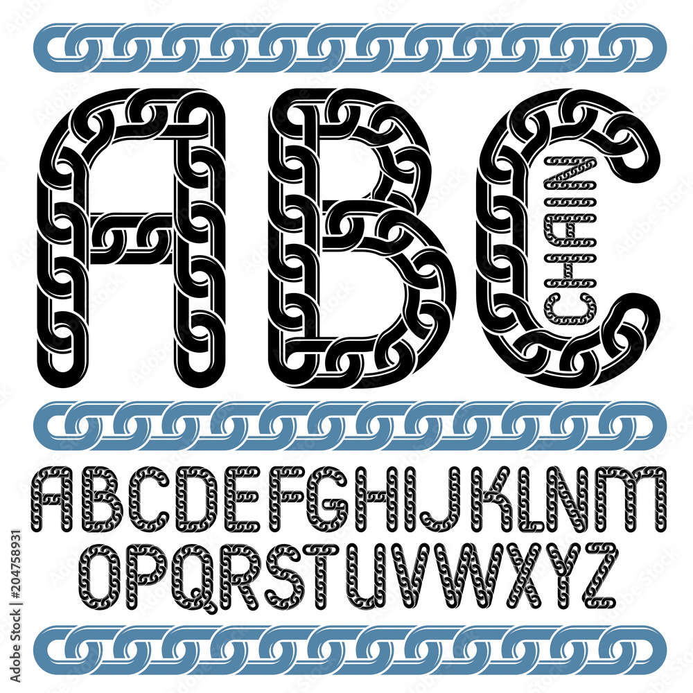 Vector English alphabet letters, abc collection. Upper case decorative ...