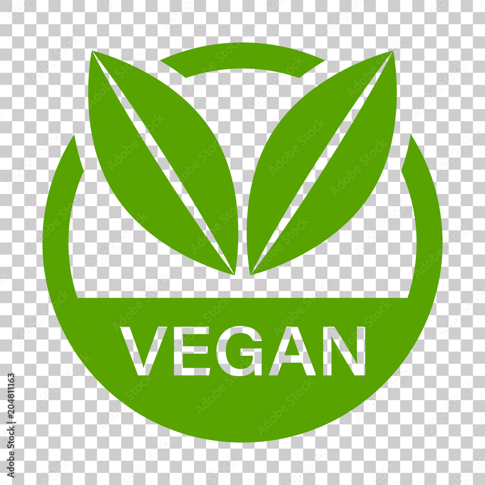 Vegan label badge vector icon in flat style. Vegetarian stamp ...