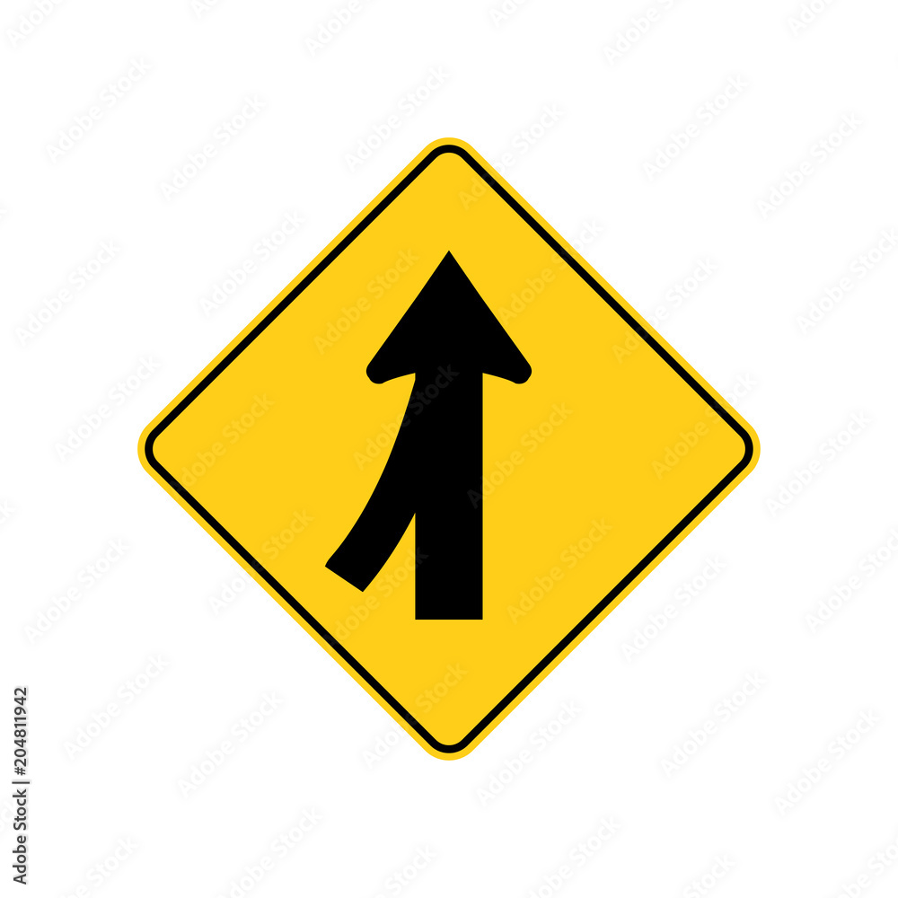 USA traffic road signs. merging traffic entering from the left. vector ...