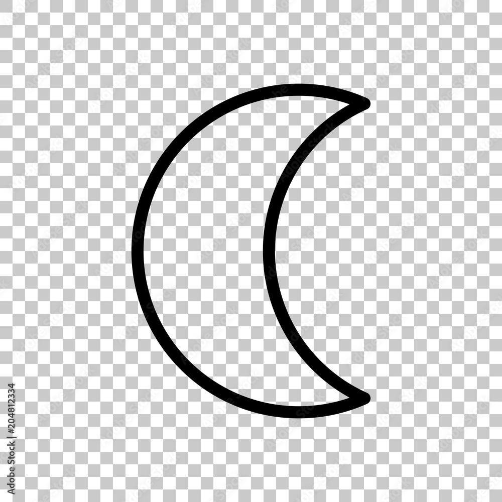 Simple moon. Weather symbol. Linear icon with thin outline. On ...