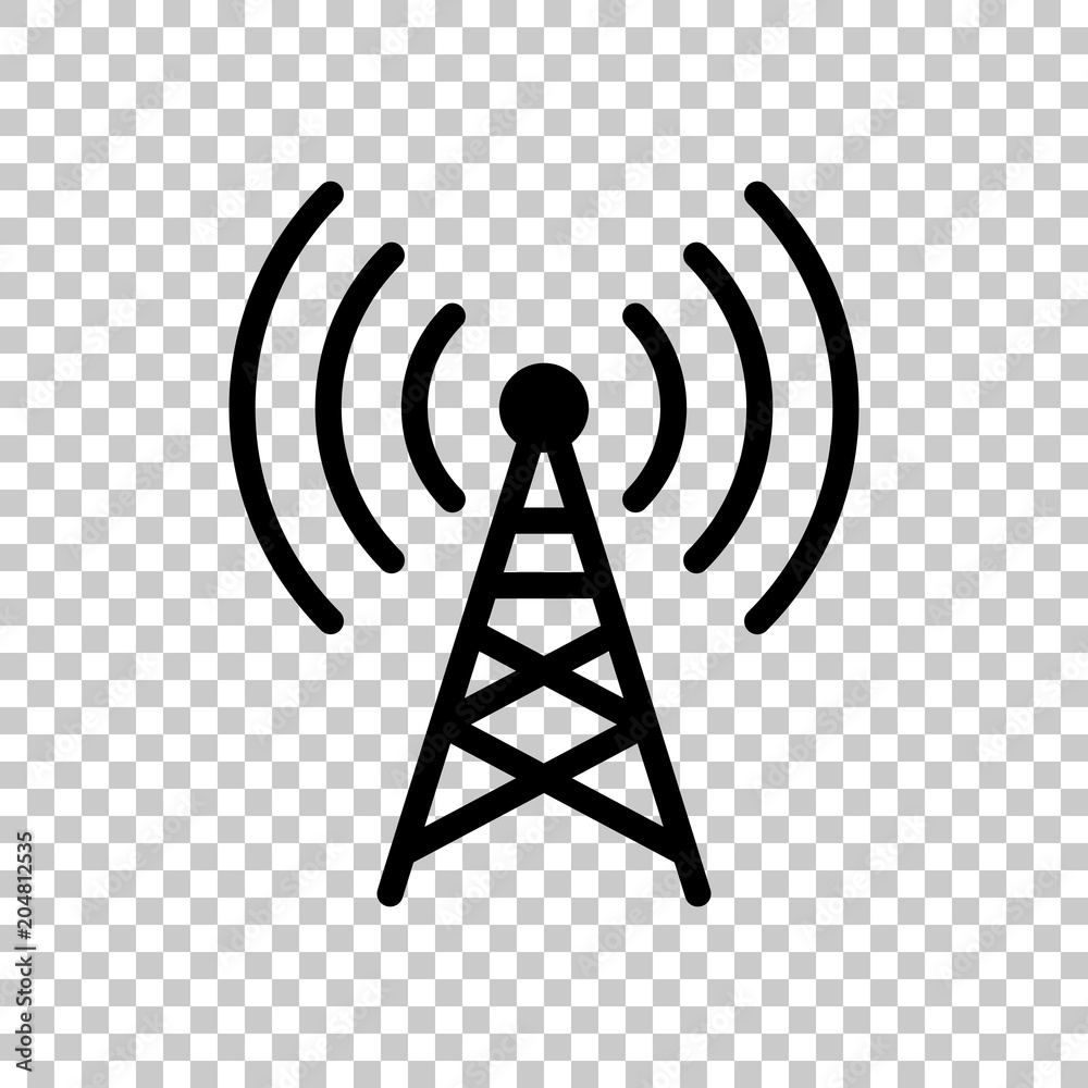 Radio tower icon. Linear style. On transparent background. Stock Vector ...