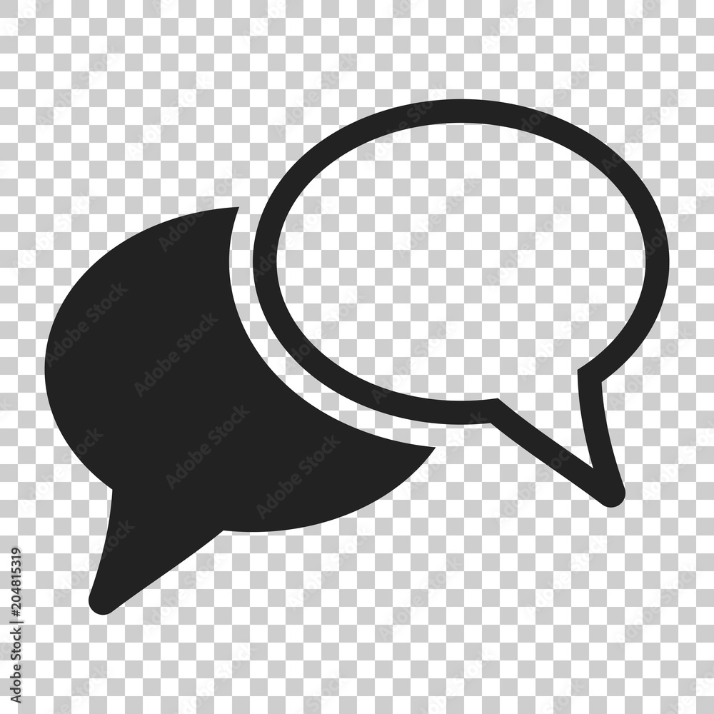 Speech bubble flat vector icon. Discussion dialog logo illustration ...