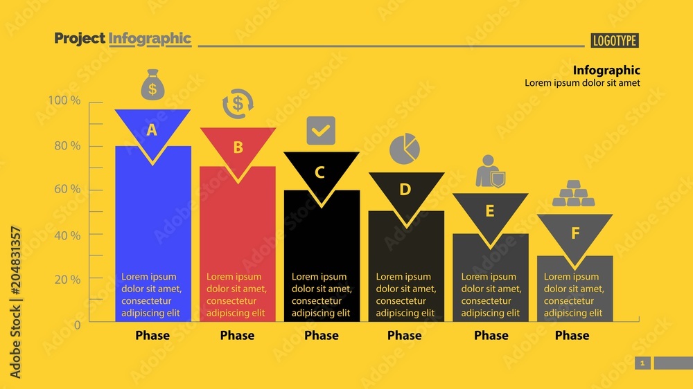 Six phase percentage process chart design Stock Vector | Adobe Stock