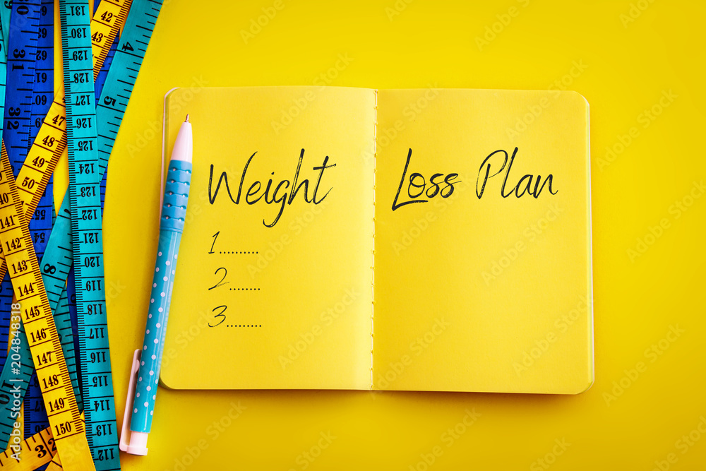 Weight loss and Diet control concept background. Colorful of Measuring ...