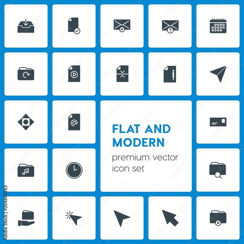Modern Simple Set of folder, cursors, files, email Vector fill Icons ...