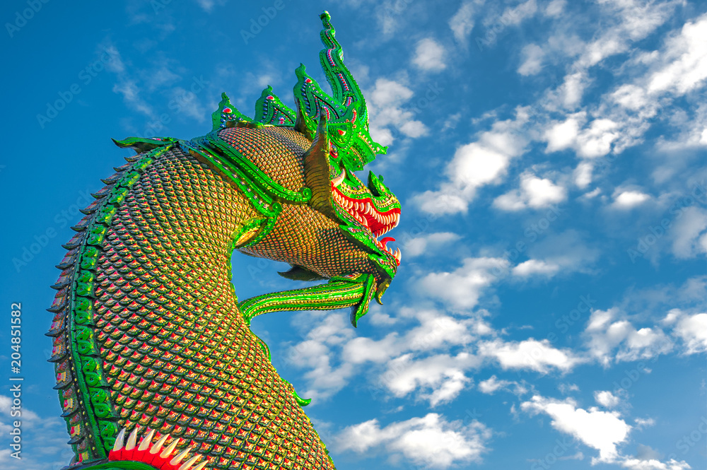 ‘NAGA’ mythological giant serpent statue. Colorful and intricate ...