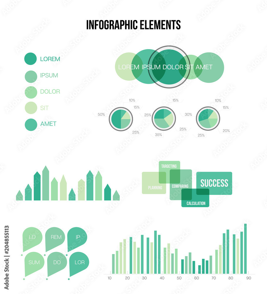 Eco Nature Green Infographic Vector Flowchart, Rate Elements Set ...