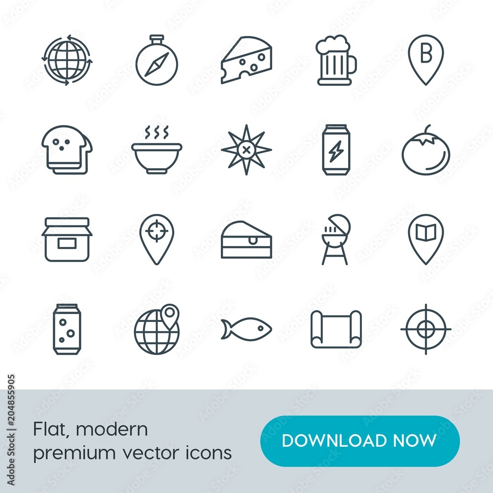 Modern Simple Set of food, location, drinks Vector outline Icons ...