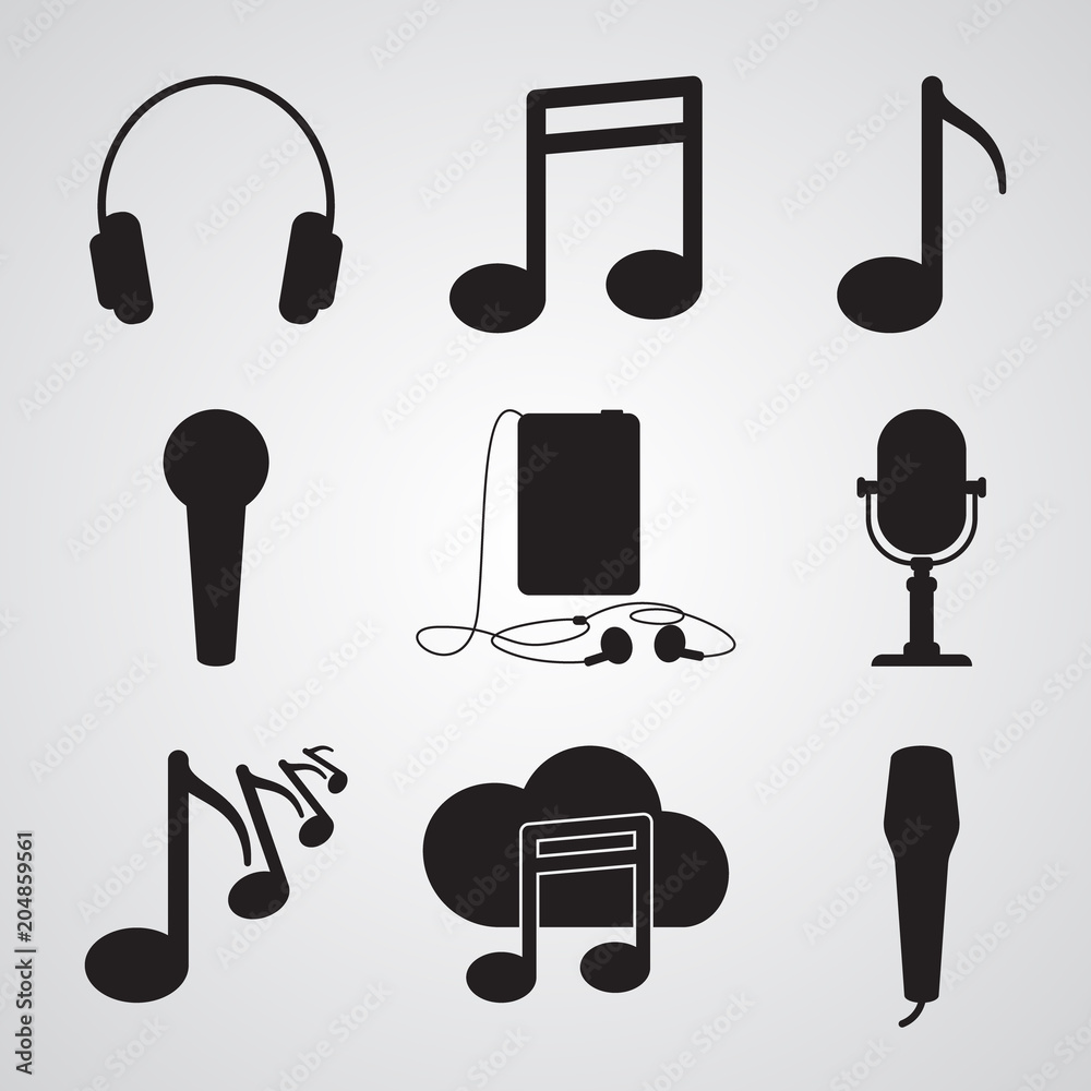Carved silhouette icons, simple vector. Collection of basic symbols for ...