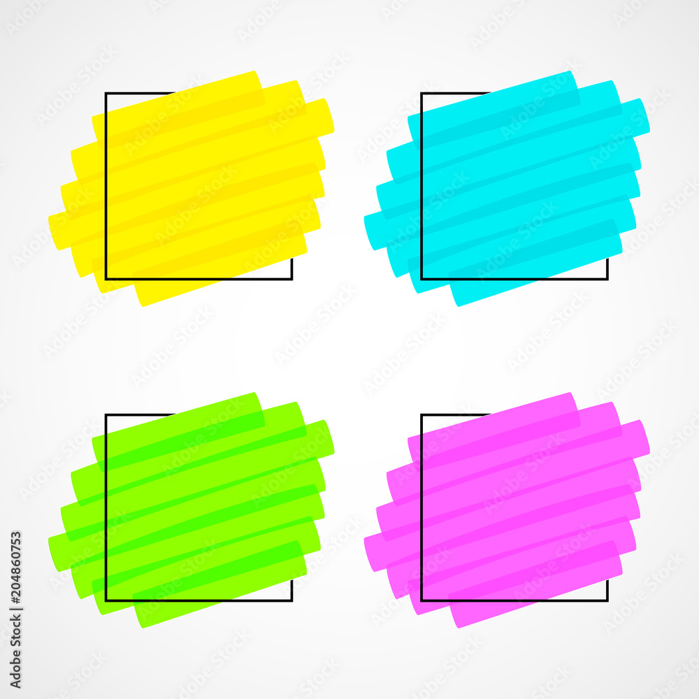 Set of highlighter brush pen hand drawn elements. Yellow realistic ...