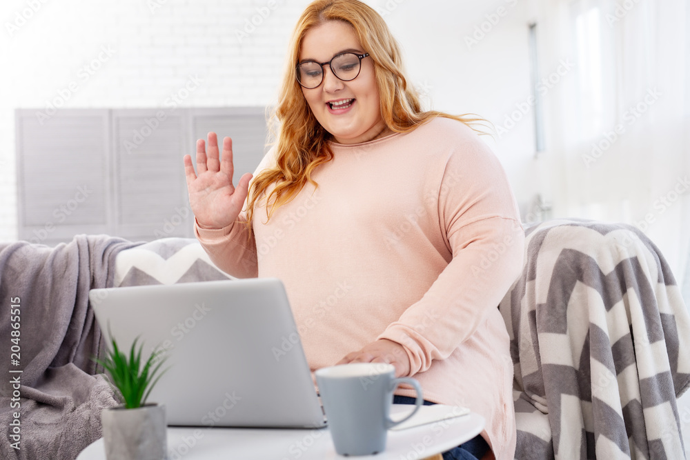 My new project. Inspired fat woman sitting on the sofa and working on ...