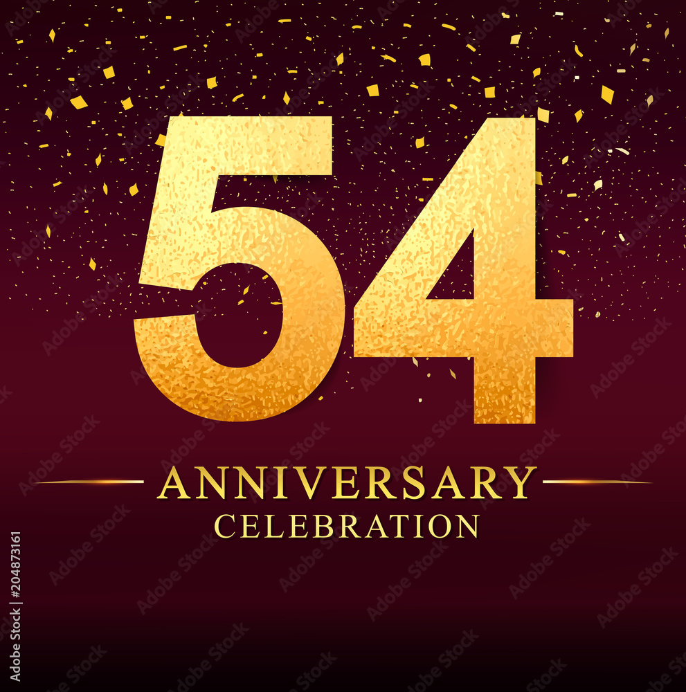 54 years anniversary celebration logotype. Anniversary logo with golden ...