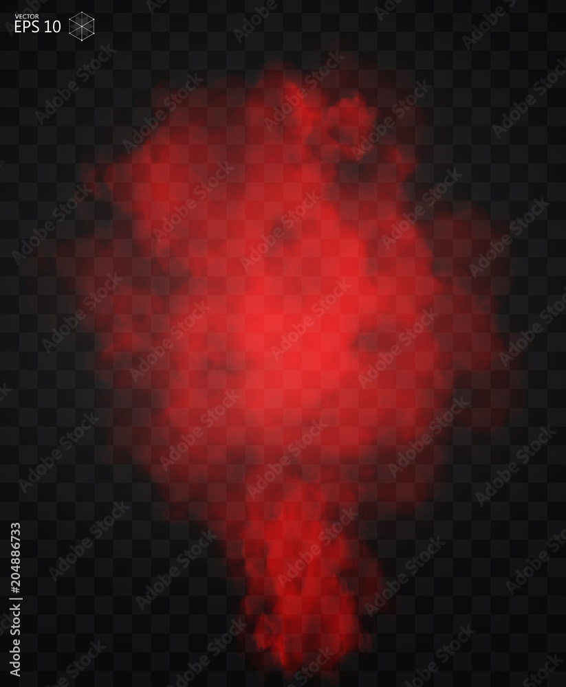 Red Fog or smoke color isolated transparent special effect. White ...