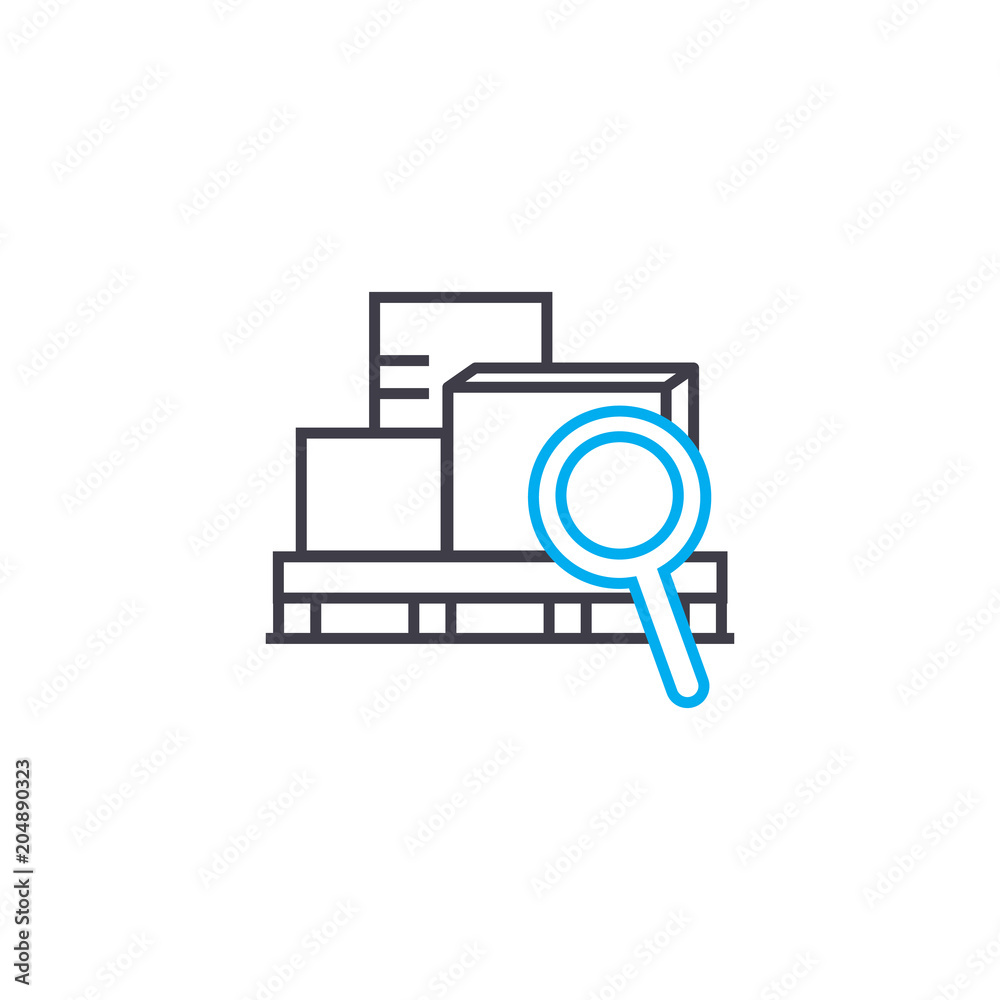 Cargo scanning vector thin line stroke icon. Cargo scanning outline ...