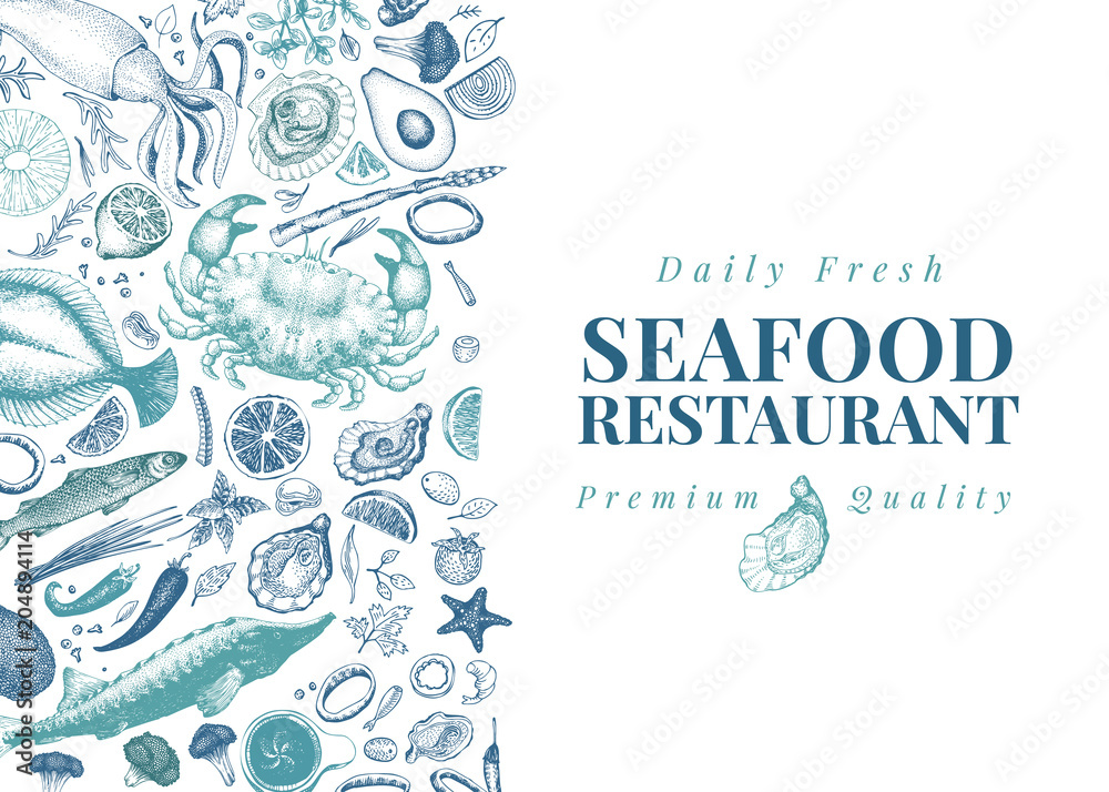Seafood vector illustration. Can be use for restaurants menu, cover ...