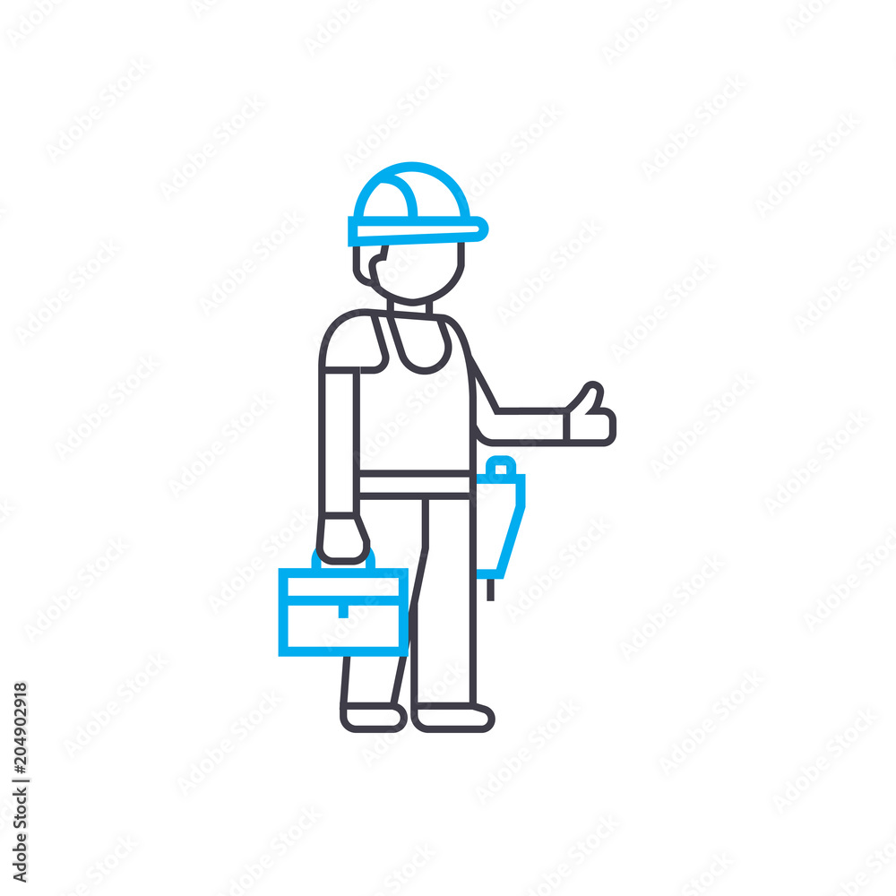 Master builder vector thin line stroke icon. Master builder outline ...