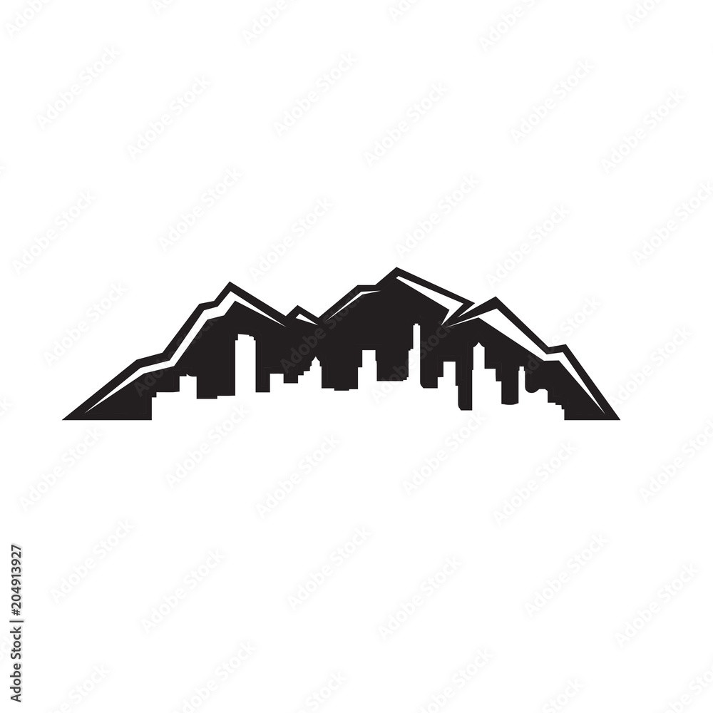 mountain city logo Stock Vector | Adobe Stock