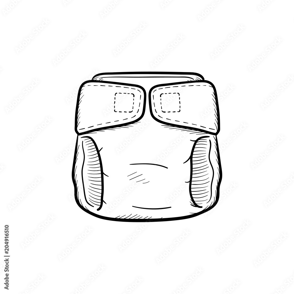 Baby diaper hand drawn outline doodle icon. Concept of diaper ...