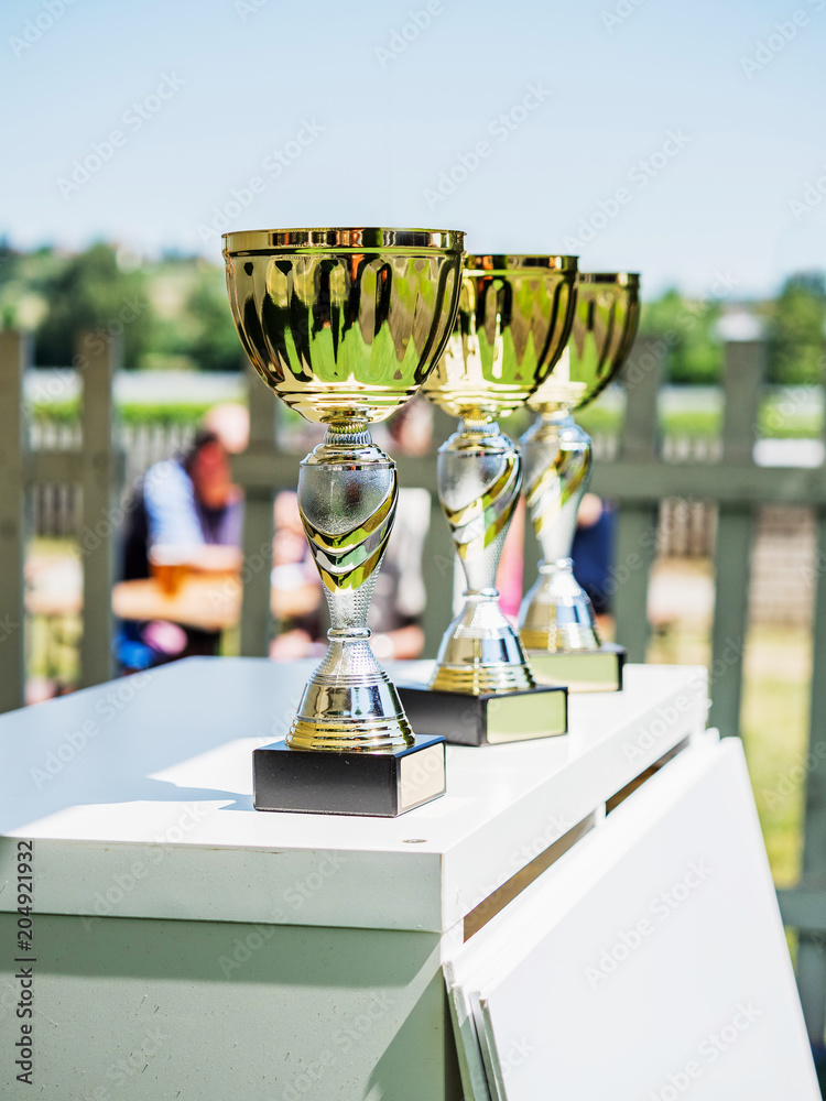 trophy for champion, Gold winner cup for equestrian sport ( rider on ...