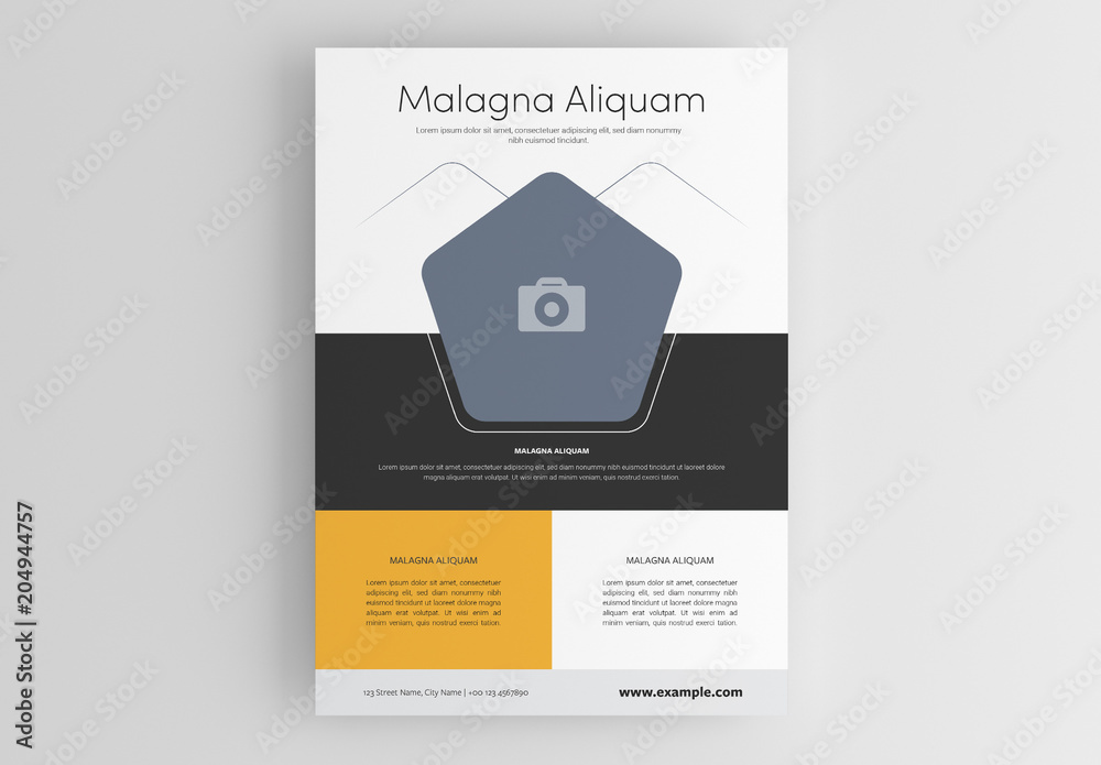 Flyer Layout with Large Hexagon Shape Stock Template | Adobe Stock