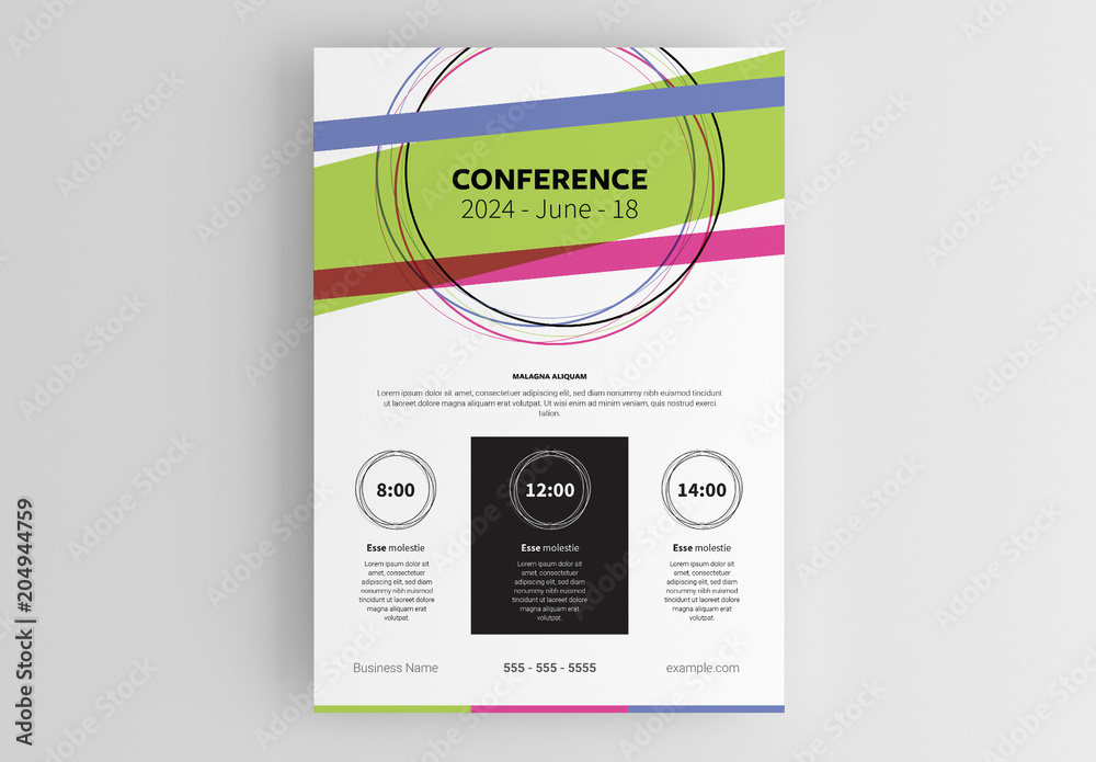Event Flyer Layout with Colorful Header Stock Template | Adobe Stock