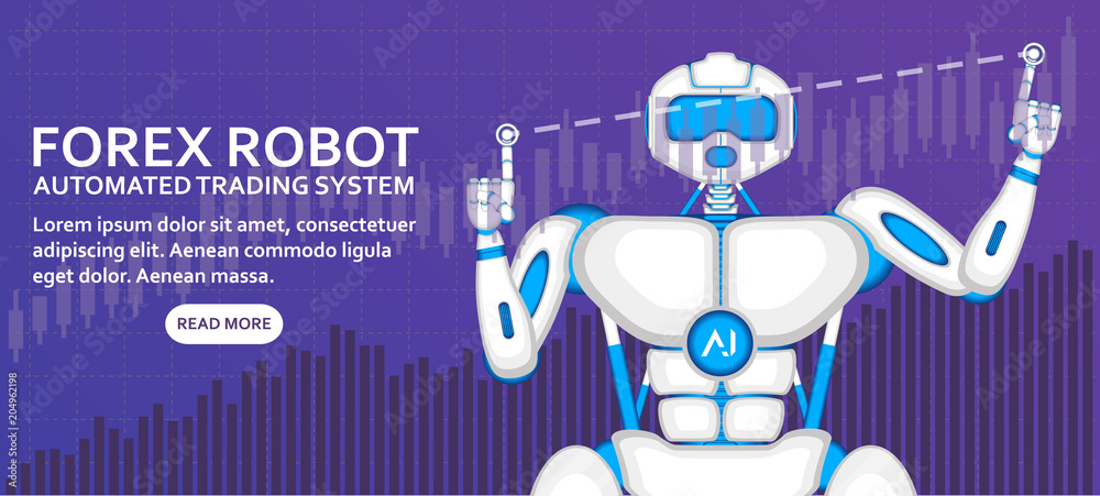 Stock exchange trading robot with diagram Stock Vector | Adobe Stock