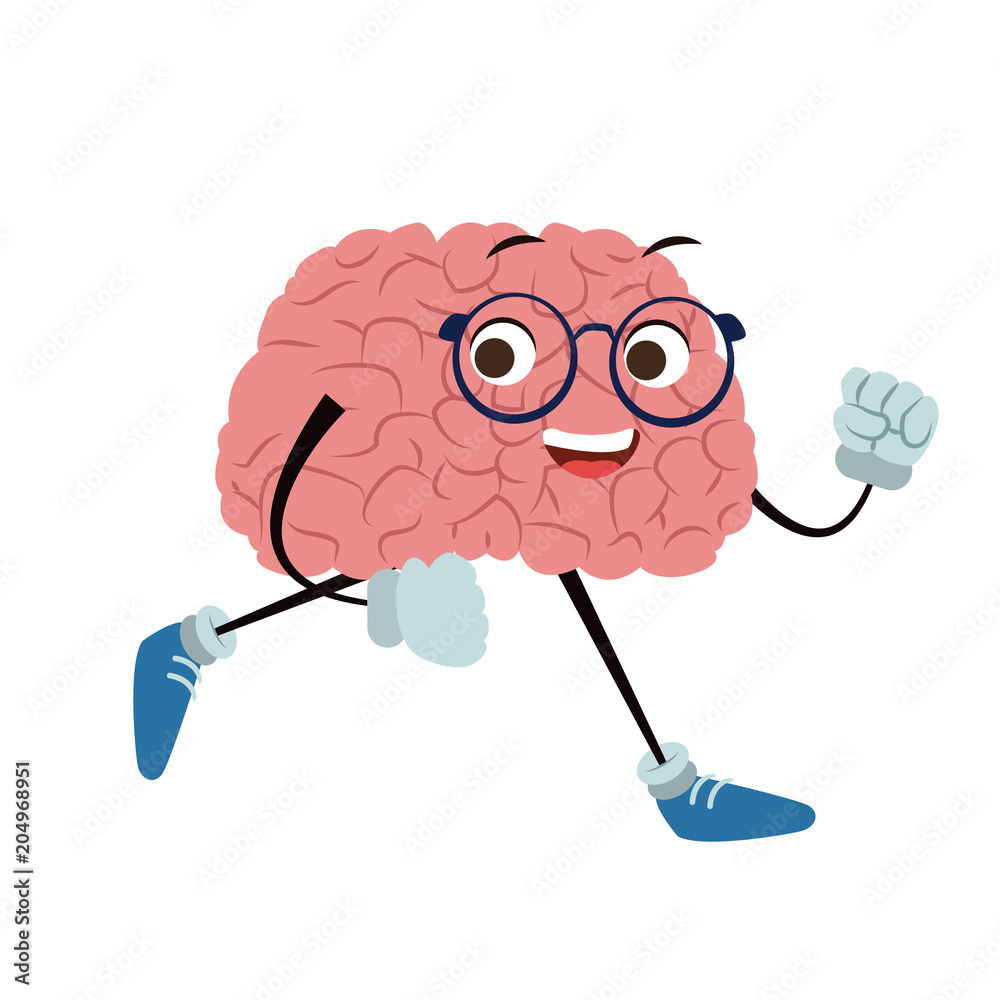 Funny brain cartoon running vector illustration graphic design Stock ...