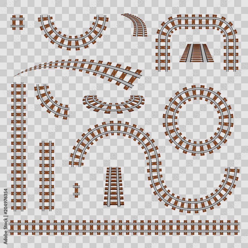 Creative vector illustration of curved railroad isolated on background ...