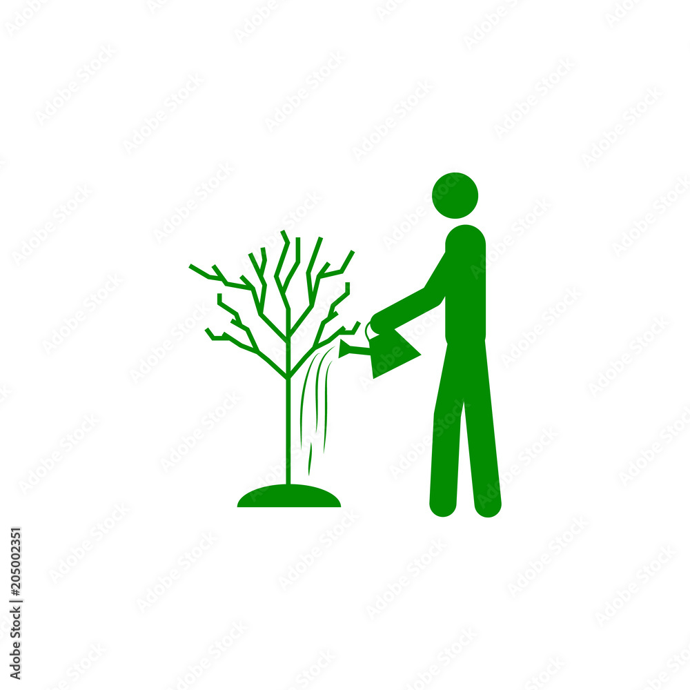 man watering a tree green icon. Element of nature protection icon for ...