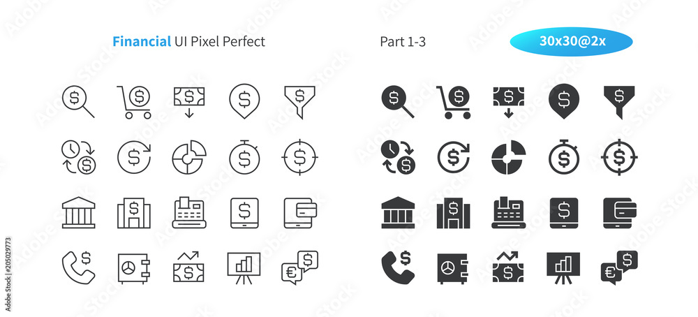 Financial UI Pixel Perfect Well-crafted Vector Thin Line And Solid ...