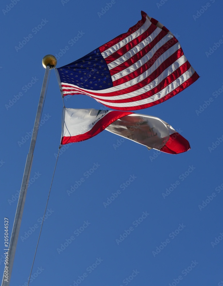 Flag of the United States of America waving unfurled and open and the ...