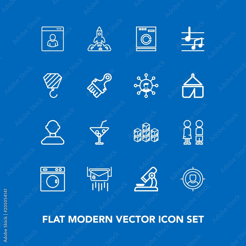 Modern, simple vector icon set on blue background with storage, happy ...