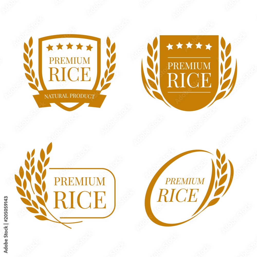 brown paddy paddy rice premium organic natural product banner logo sign ...