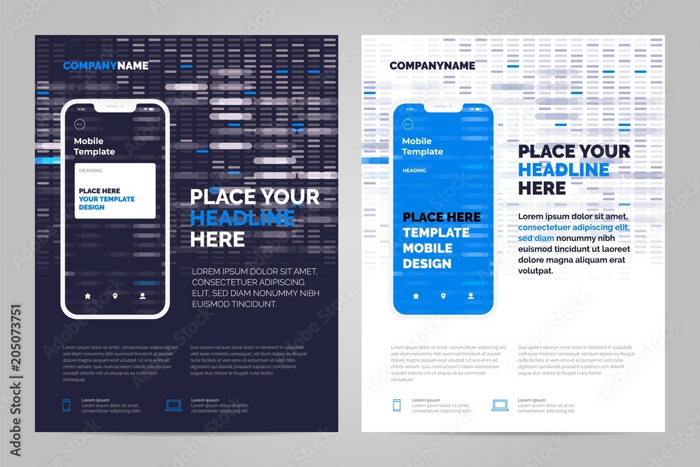Layout template design with Mobile application. Business brochure flyer ...