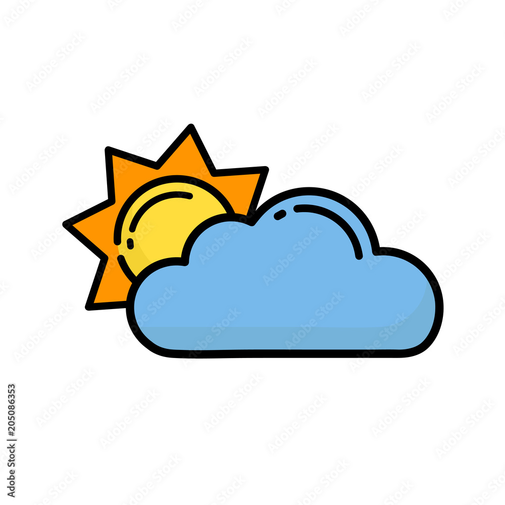cartoon sun vector with a cloud Stock Vector | Adobe Stock