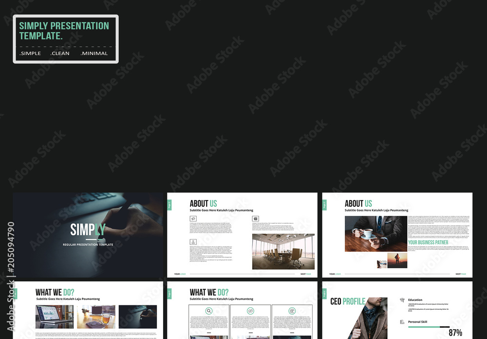 Presentation Layout with Teal Accents Stock Template | Adobe Stock