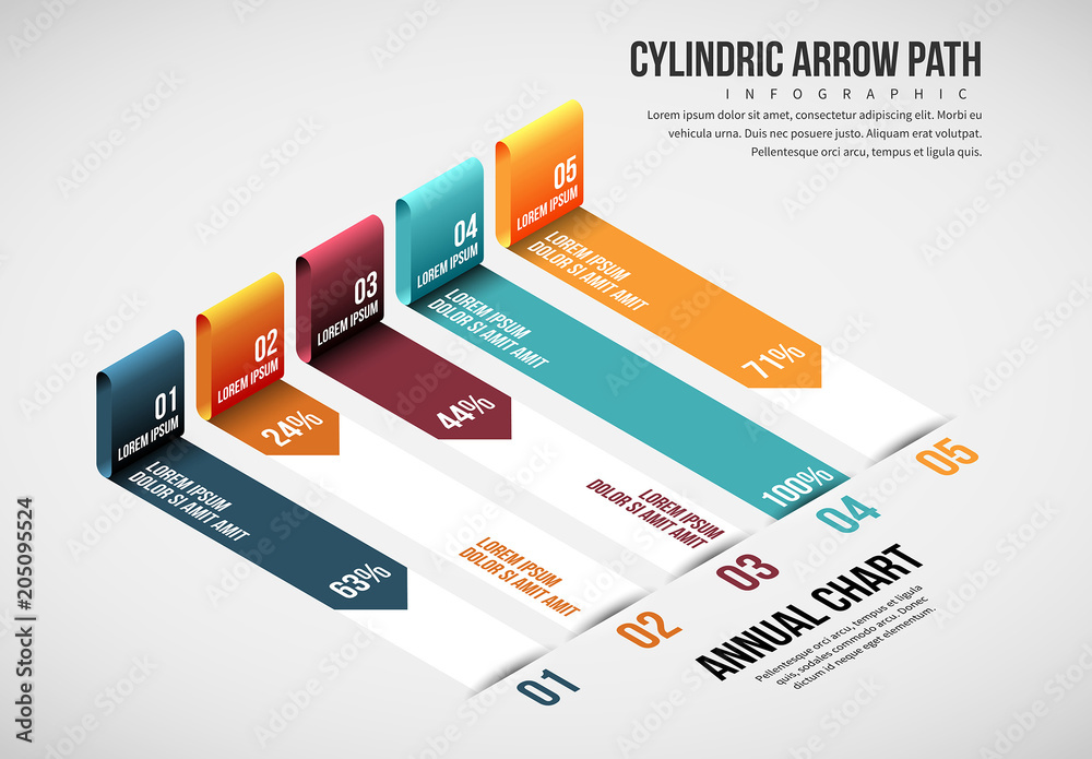 Arrow Ribbon Horizontal Bar Graph Layout Stock Template | Adobe Stock