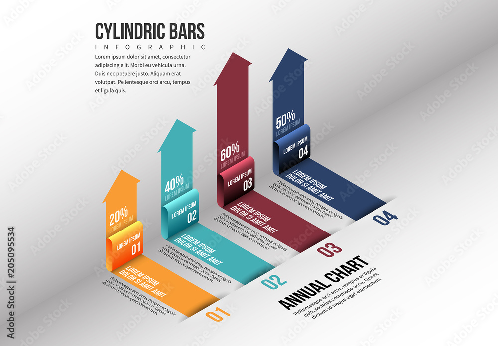 Arrow Ribbon Vertical Bar Graph Layout Stock Template | Adobe Stock