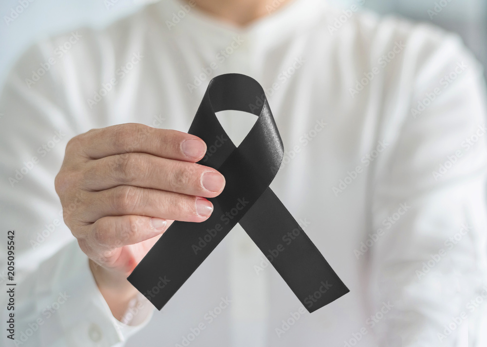 Black Ribbon symbolic bow color raising awareness on Melanoma and skin ...