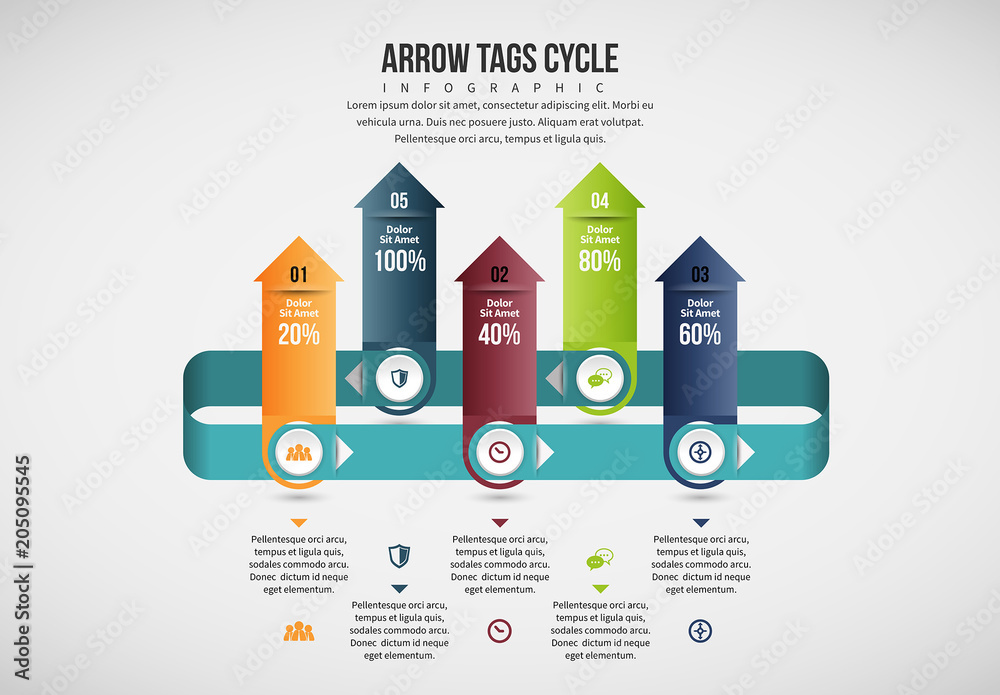 Upward Arrows Cylce Infographic Layout Stock Template | Adobe Stock