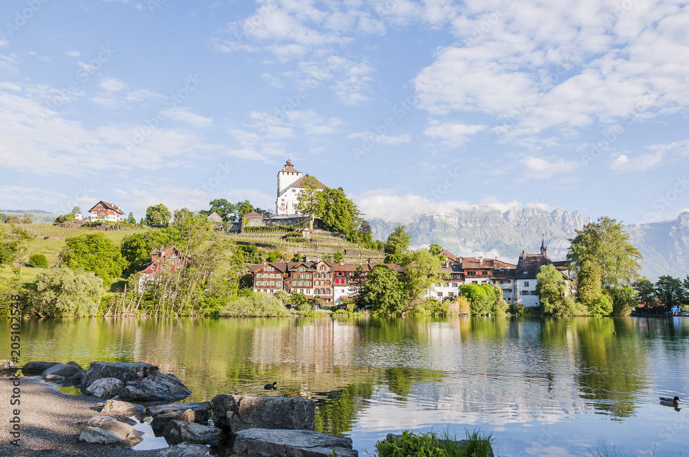 Werdenberg, Buchs, See, Schloss, Seeufer, Weinberg, Spazierweg, Uferweg ...
