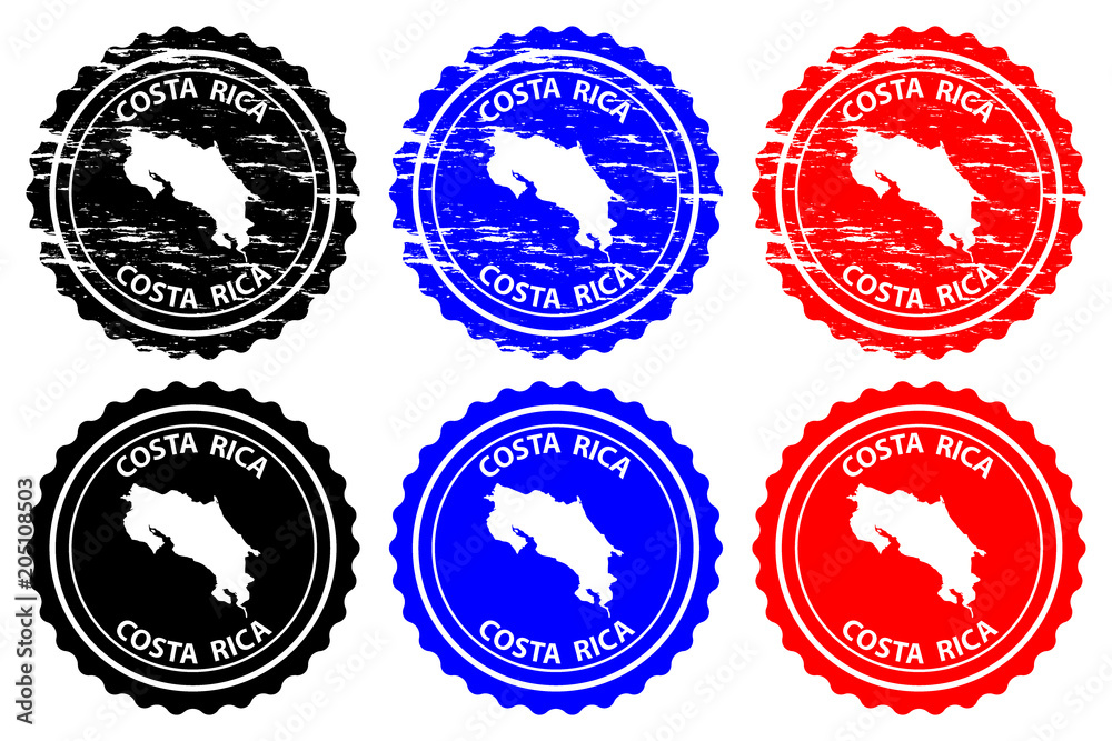 Costa Rica - rubber stamp - vector, Costa Rica map pattern - sticker ...