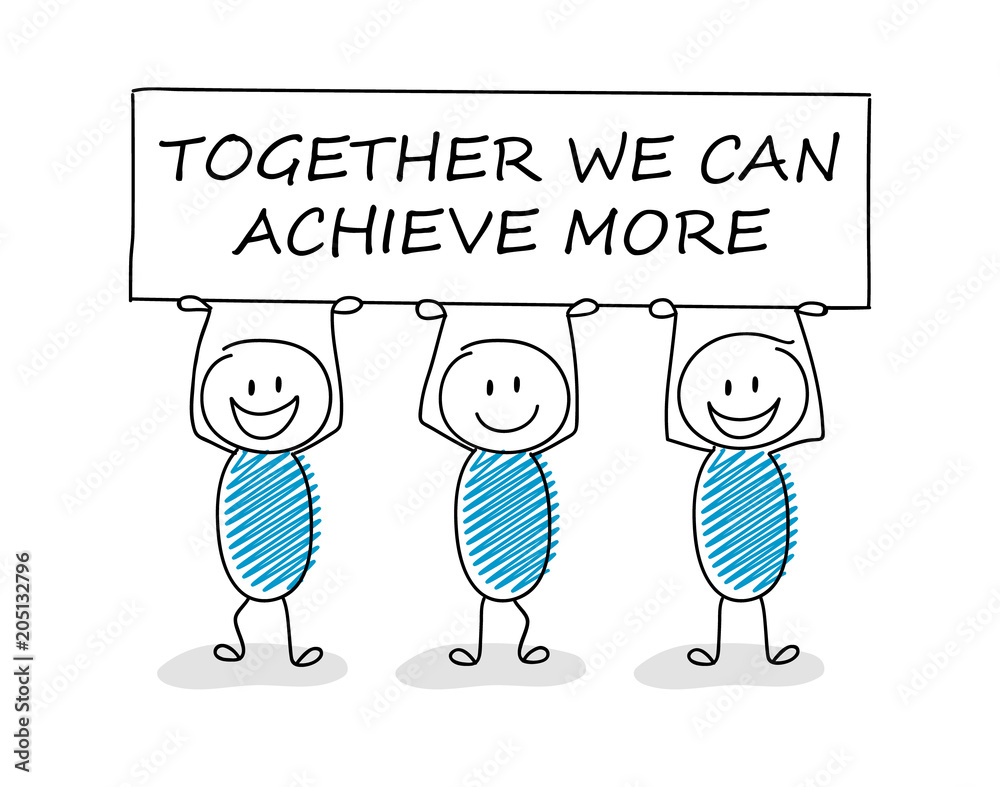 Business illustration concept with cartoon stickman holding board with ...