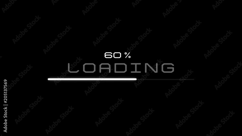 4k Loading Process to Complete. Futuristic pending loading screen with 0 to 100 percentage on ...
