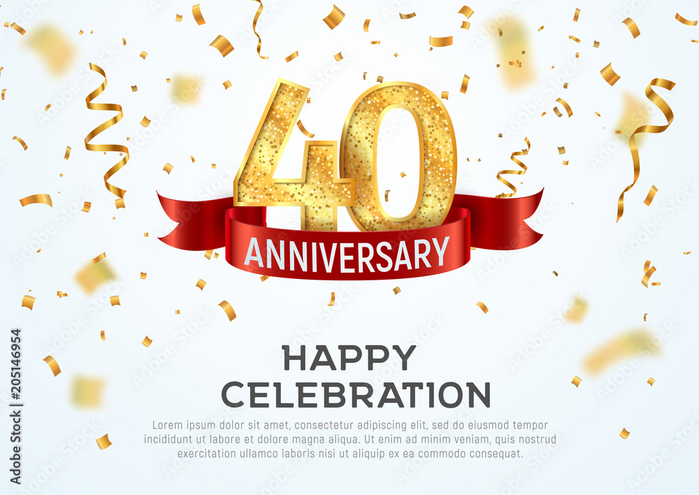 40 years anniversary vector banner template. Fortieth year jubilee with ...