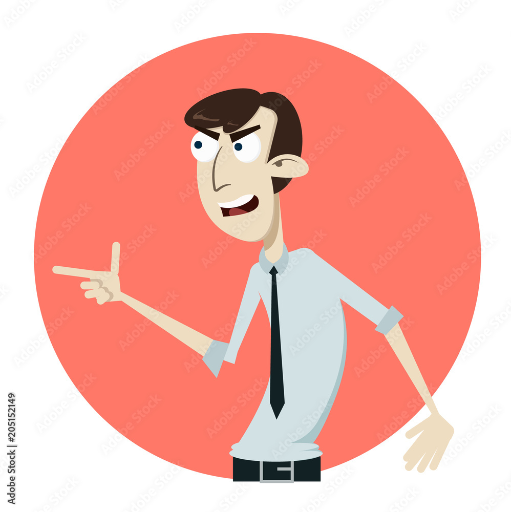 Dissatisfied and displeased business man sangry face swearing shouting ...