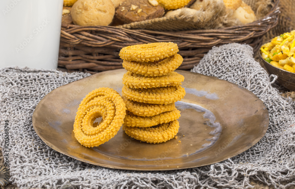 Indian Traditional Deep Fried Snack Chakli with Namkeen Also Called ...