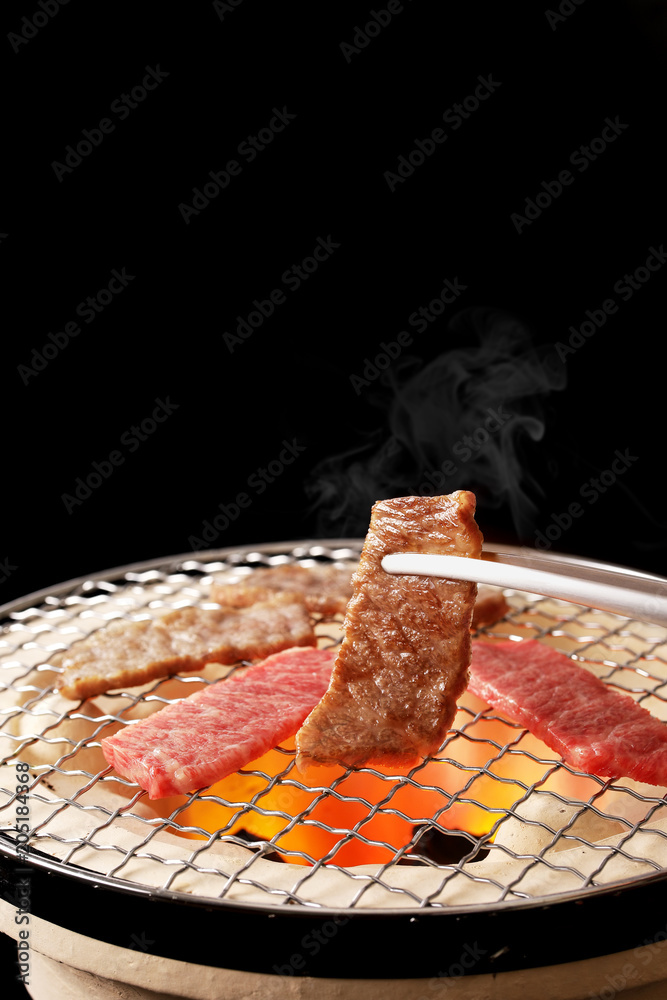 焼肉 Yakiniku. Is the Japanese version of Korean BBQ. Stock Photo | Adobe ...