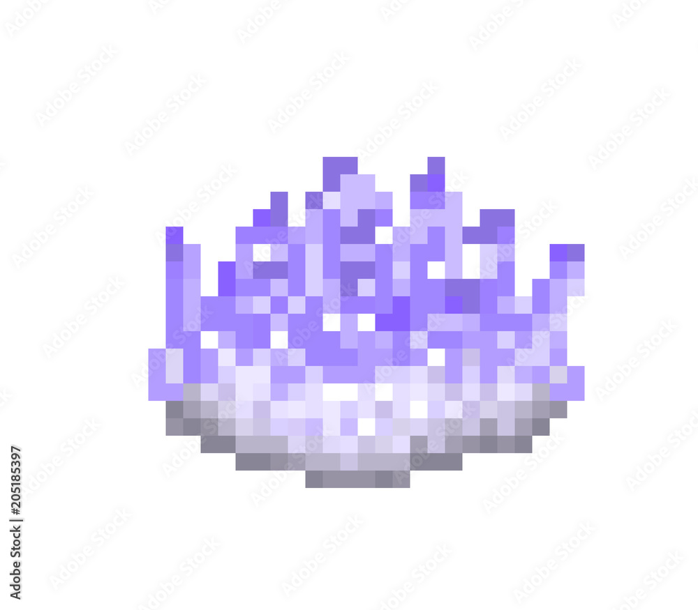 Violet amethyst crystal, pixel art icon isolated on white background ...